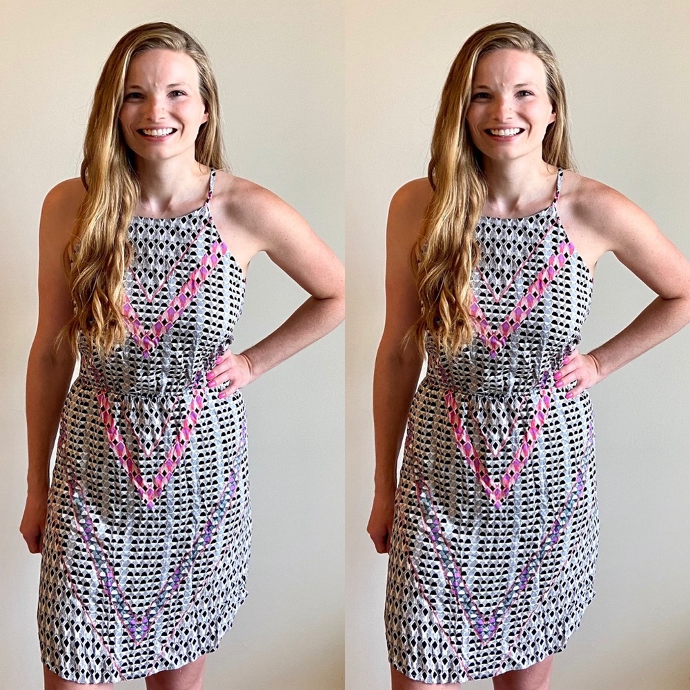 Allison Joy Black & White Geo Print Sheath Dress - Gem